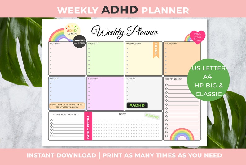 ADHD Planner Weekly Best ADHD Planner Adhd Digital Planner - Etsy