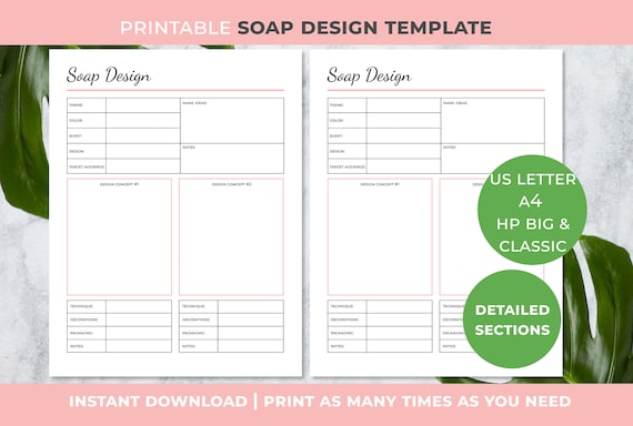 Soap Design Sheet Printable Soap Recipe Sheet Soap - Etsy