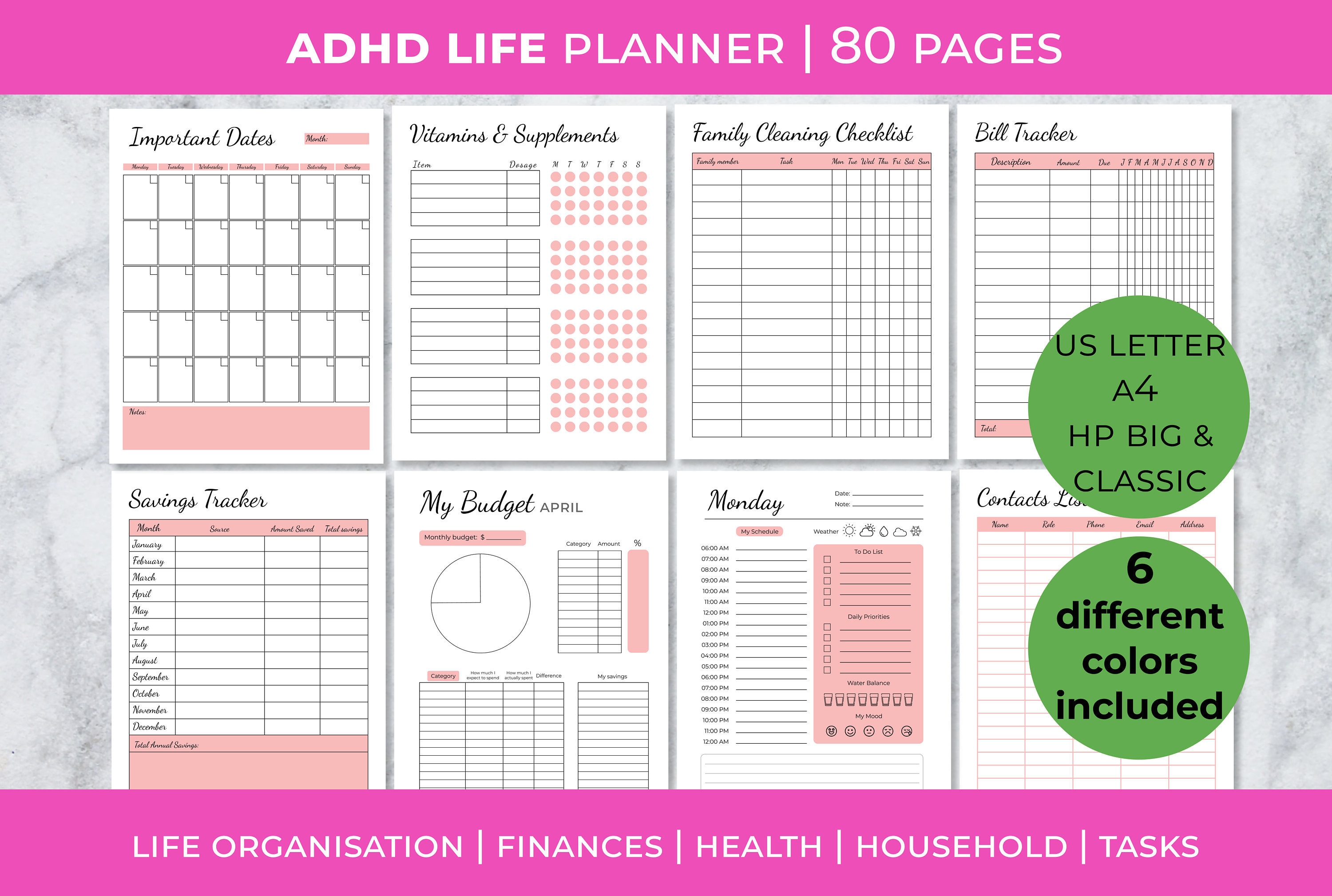 ADHD Planner Adult ADD ADHD planner bundle for adults | Etsy