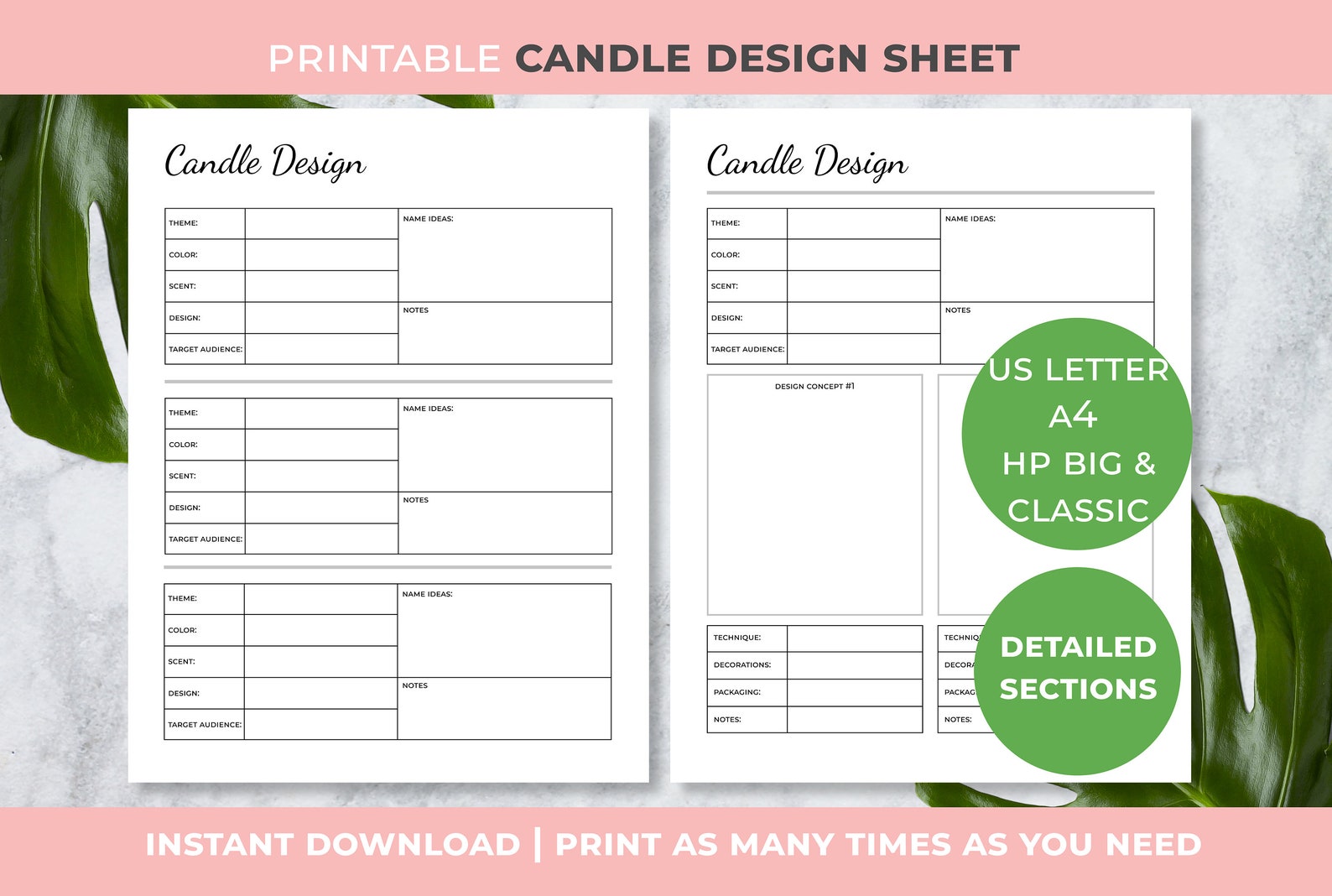 Candle Design Sheet Printable Candle Recipe Sheet Candle Business ...