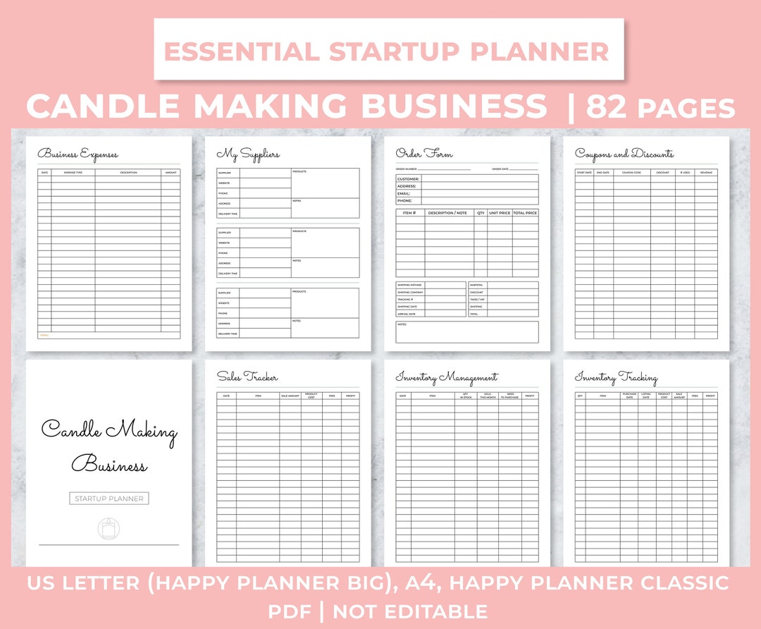 Candle Making Business Planner, Candle Production Business, Small ...