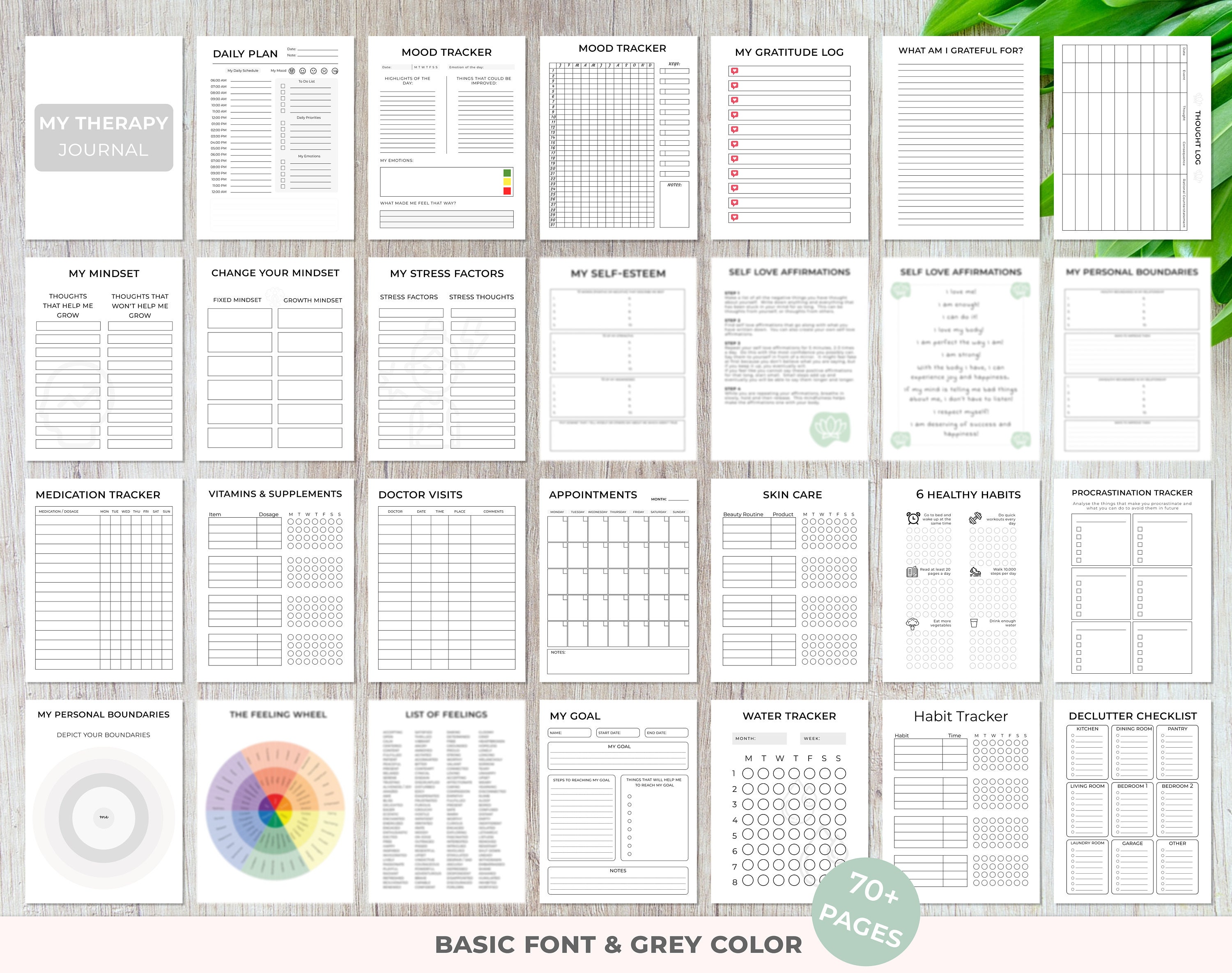 Depression Journal Therapy Journal Worksheets Mental Health | Etsy