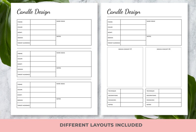 Candle Design Sheet Printable Candle Recipe Sheet Candle Business ...