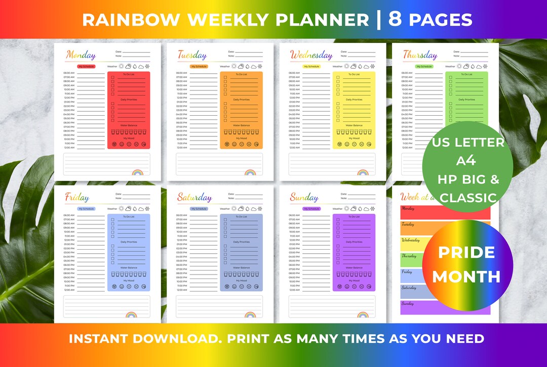 LGBTQ Planner Daily Rainbow Planner Weekly Rainbow Planner - Etsy