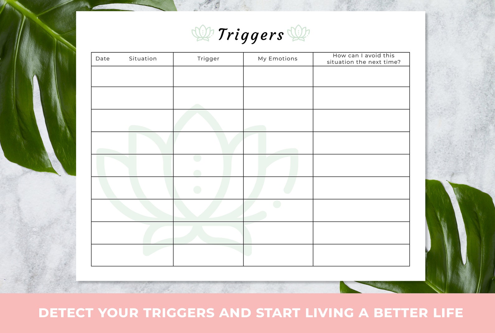 Trigger Tracker Mental Health Trigger Tracker Anxiety - Etsy UK