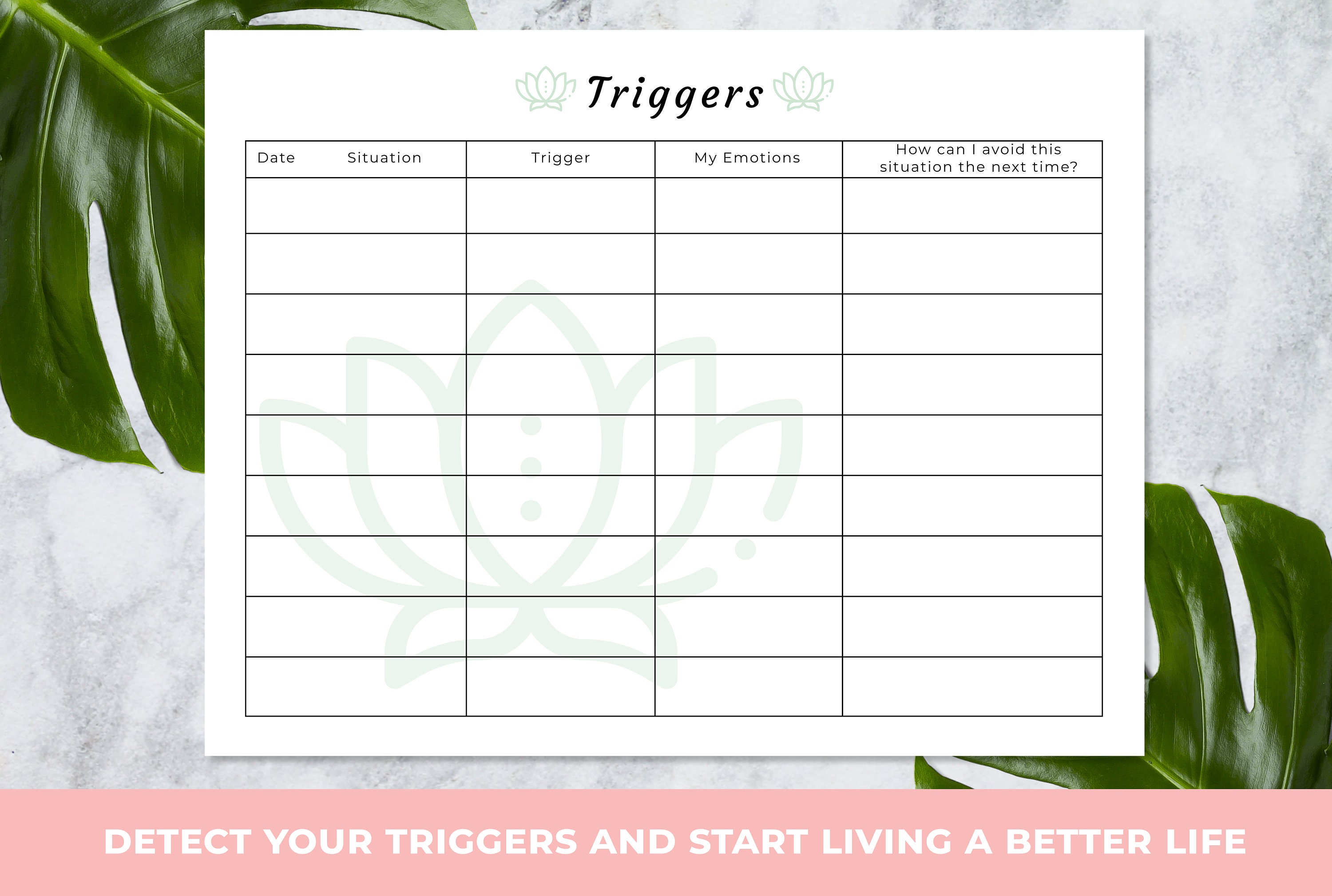 Trigger Tracker Mental Health Trigger Tracker Anxiety - Etsy UK