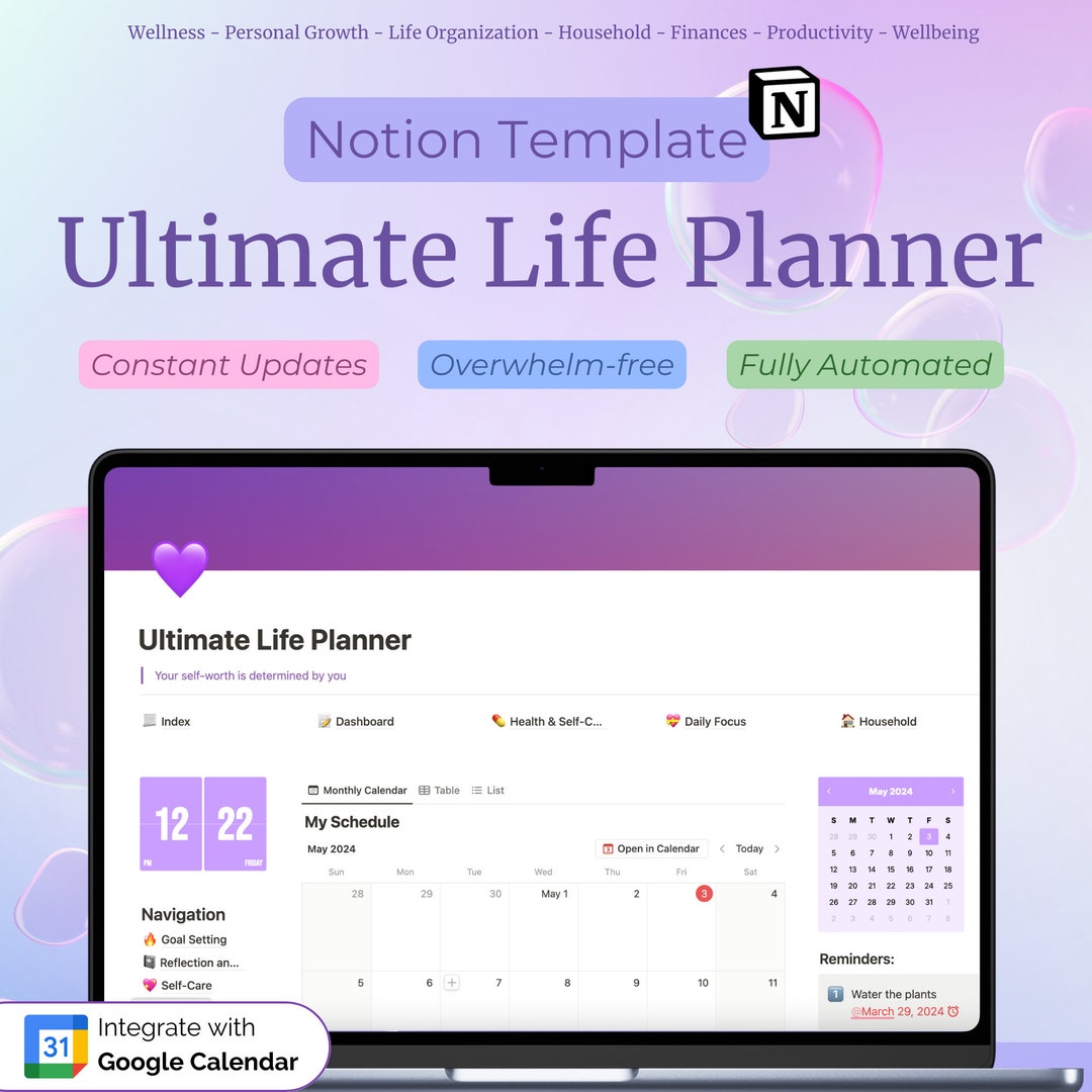 The Ultimate Notion Template, Notion Second Brain, All in One Notion Planner, ADHD Notion ...