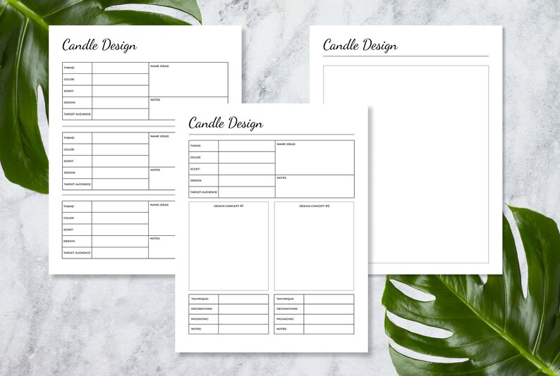 Candle Design Sheet Printable Candle Recipe Sheet Candle Business ...