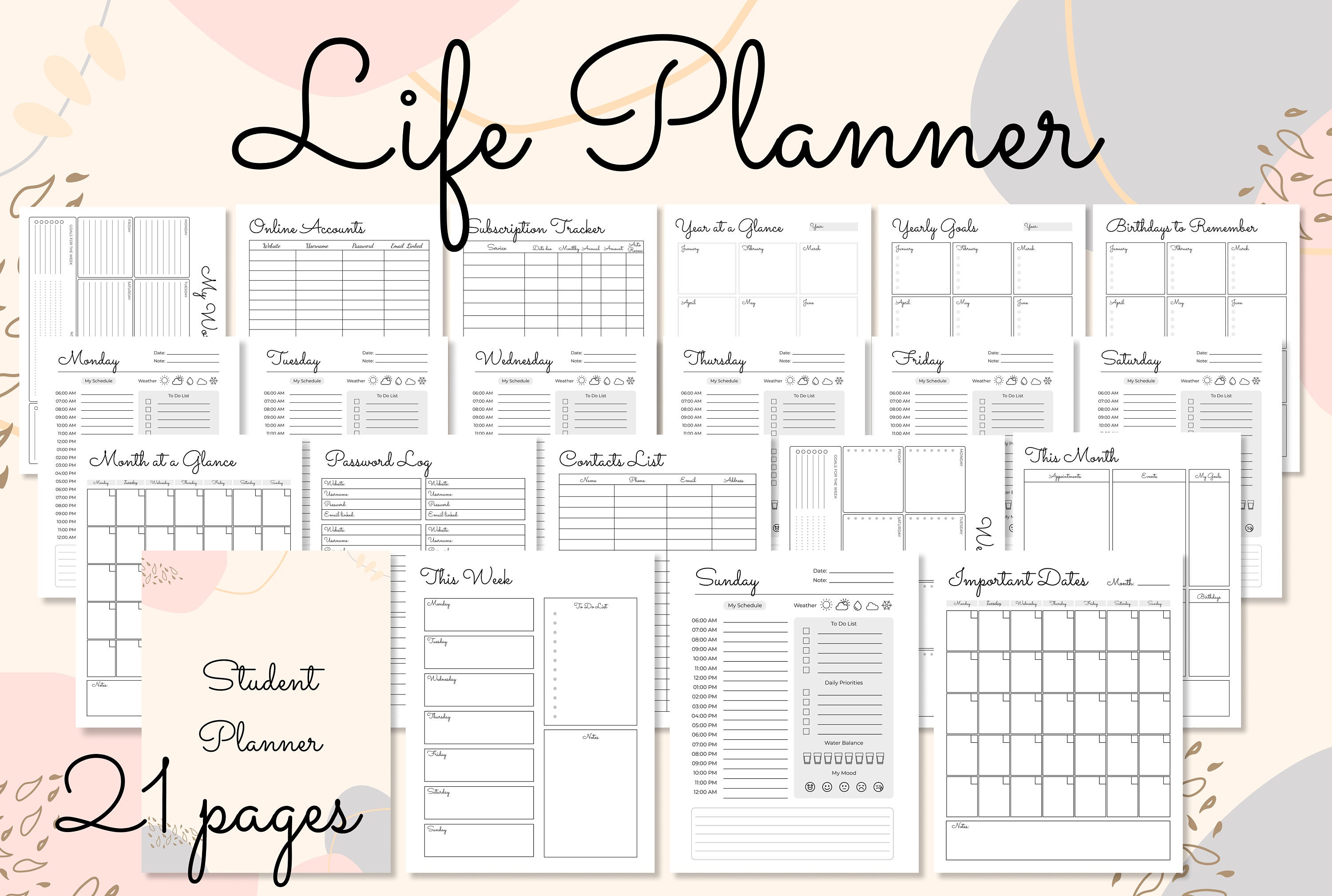 Printable Student Planner Academic Planner Study Organiser - Etsy