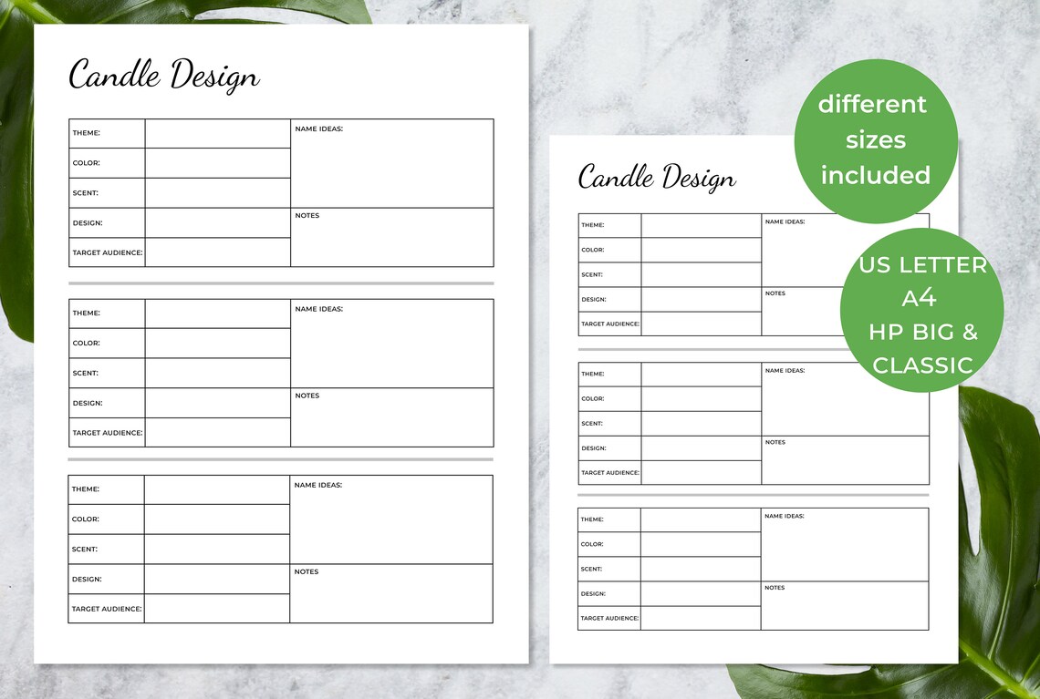 Candle Design Sheet Printable Candle Recipe Sheet Candle - Etsy