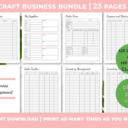 Business Planner Printable Craft Business Binder Small | Etsy