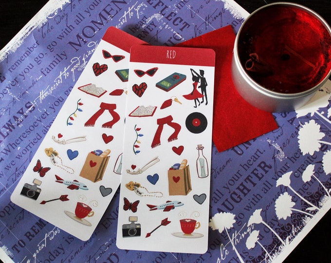Red Sticker Sheet Autumn Aesthetic Stickers Bujo Stickers - Etsy