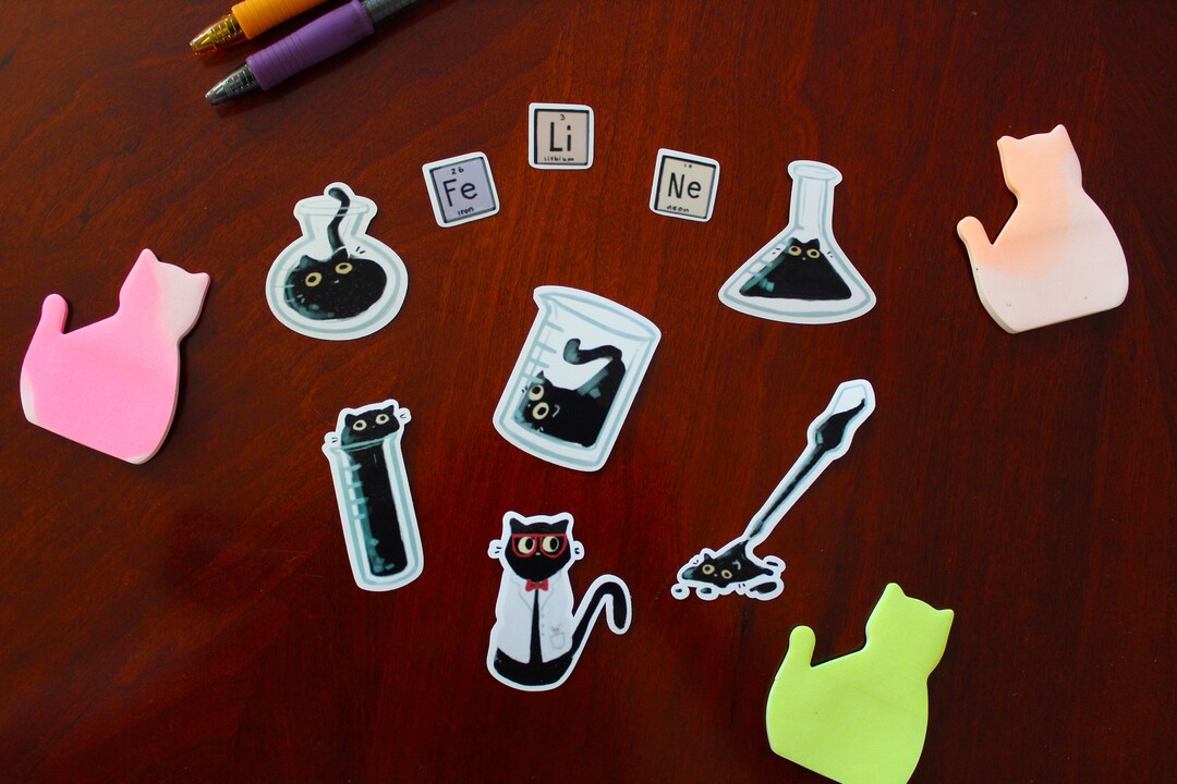 Cute Science Chemistry Lab Cat Vinyl Sticker Pack - Etsy