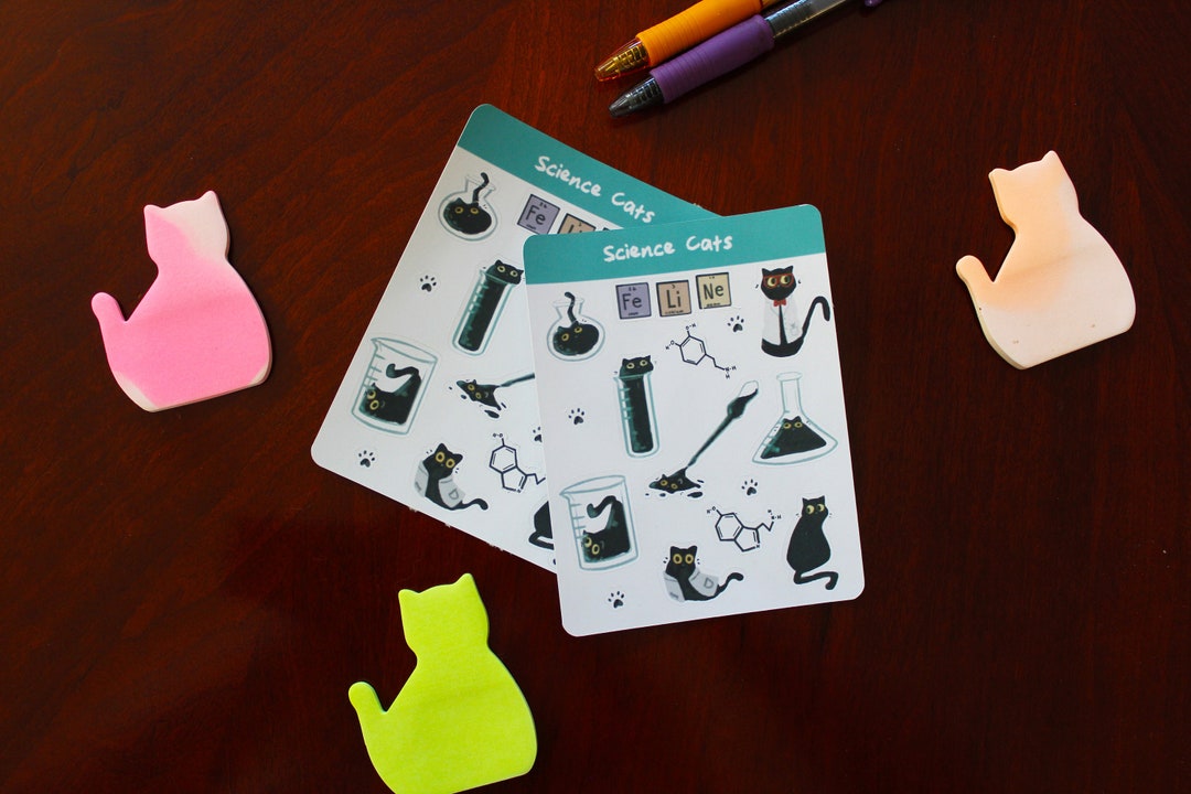 Cute Science Chemistry Lab Cats Sticker Sheet - Etsy