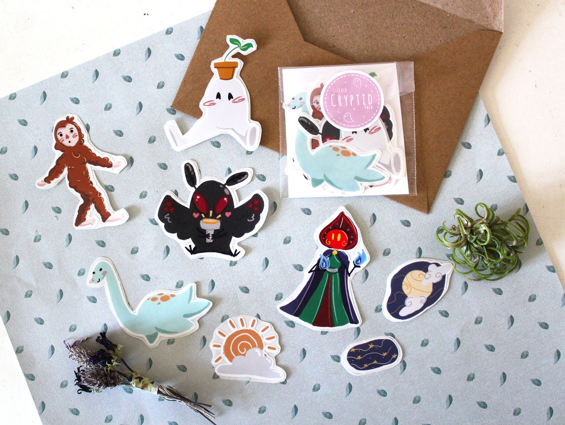 Cute Cryptid Vinyl Stickers Mothman/bigfoot/lochness | Etsy