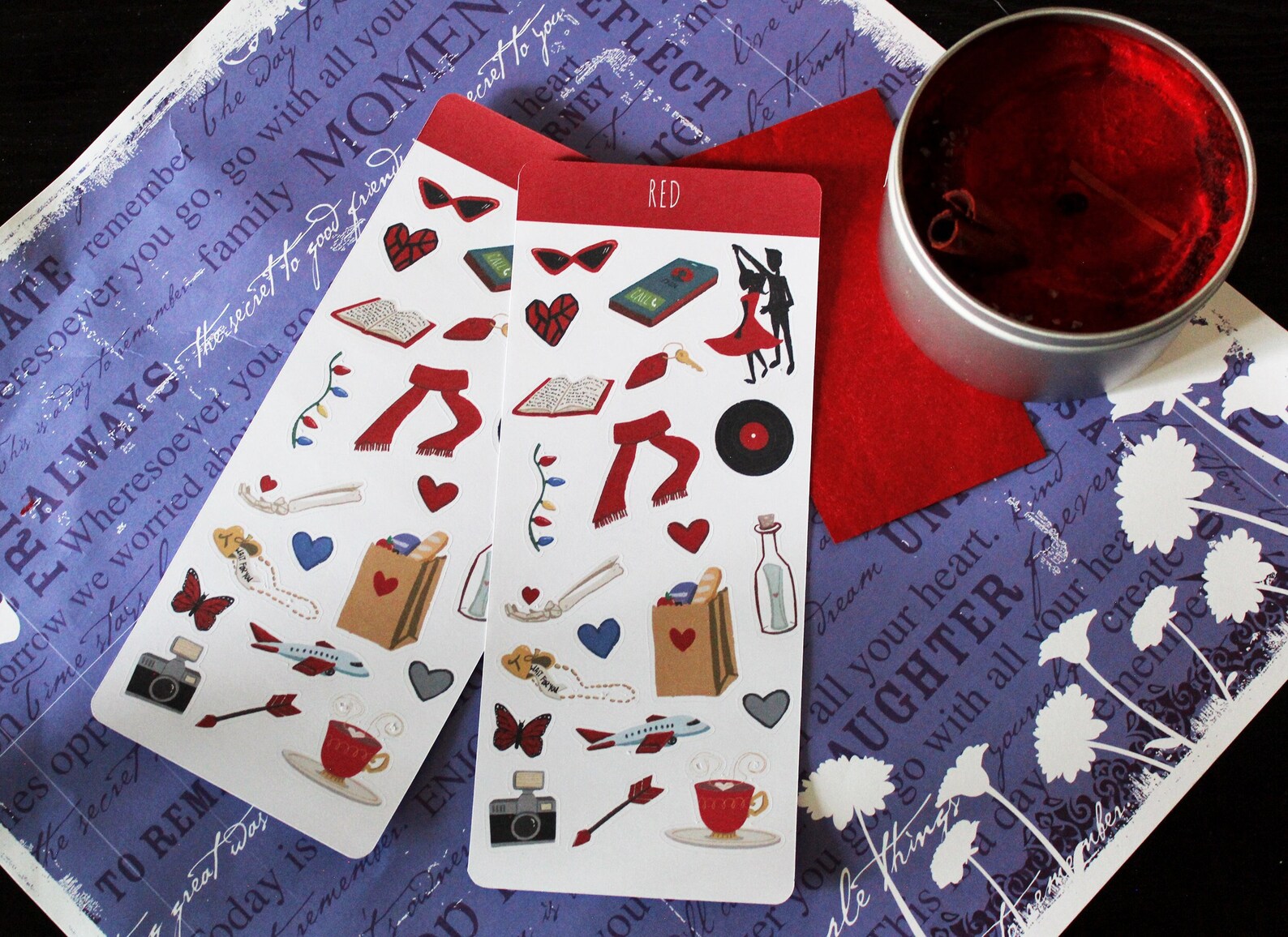 Red Sticker Sheet Autumn Aesthetic Stickers Bujo Stickers - Etsy