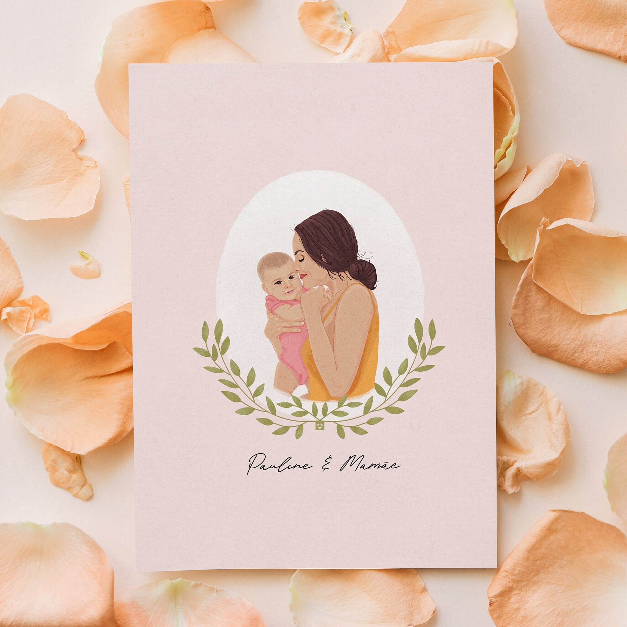 Custom Mother Baby Portrait, Personalized Mother-baby Art, Illustration ...