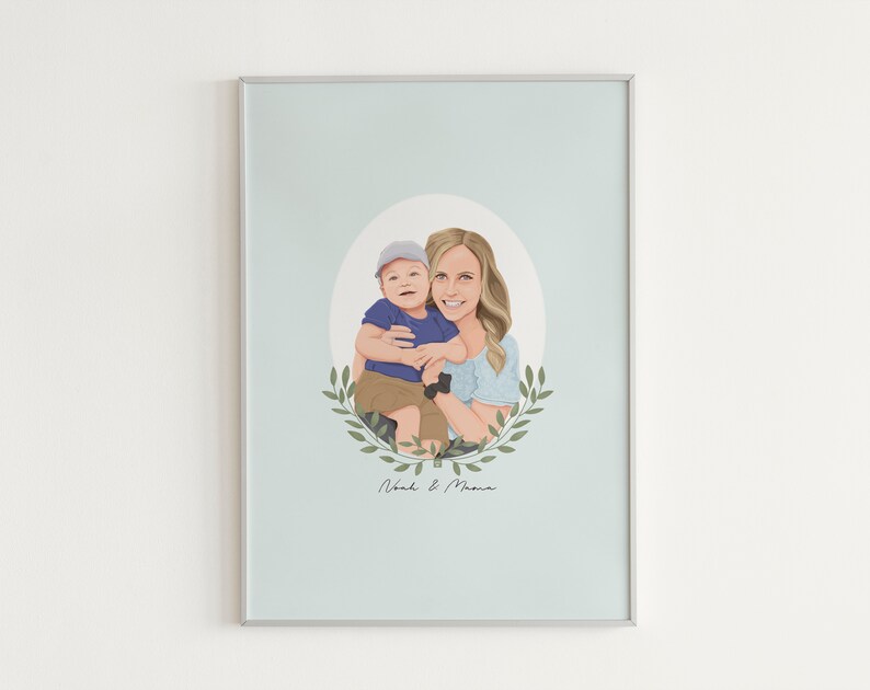 Custom Mother Baby Portrait Personalized Mother-baby Art - Etsy
