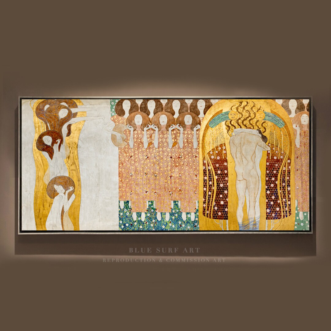Gustav Klimt: Beethoven Frieze, Choir of Angels - Hand-painted Oil on ...