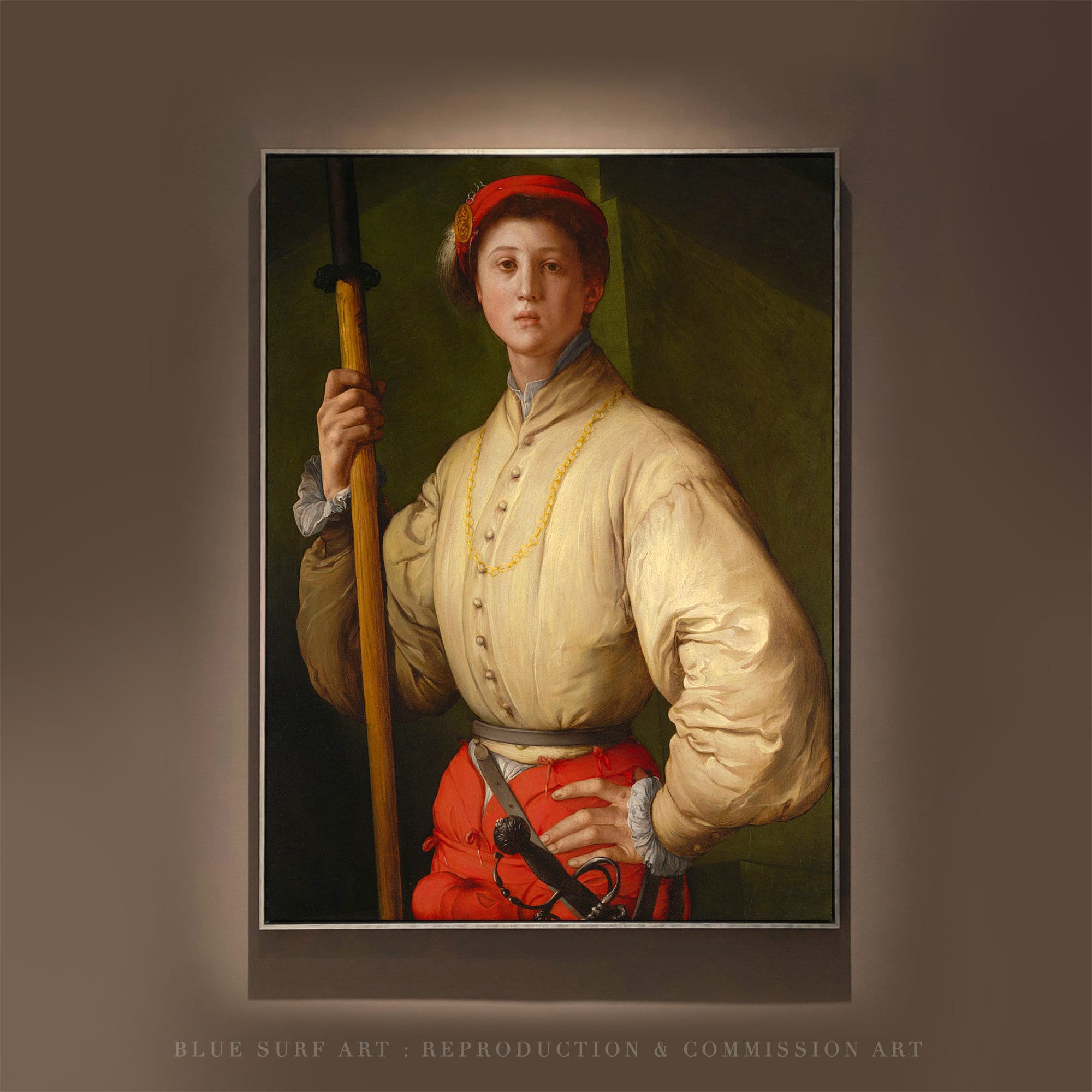 Portrait of a Halberdier by Pontormo Reproduction Canvas Art Pontormo ...