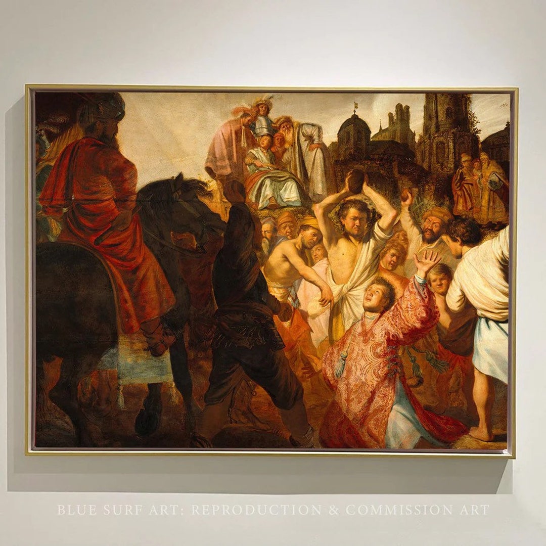 The Stoning of St. Stephen Painting by Rembrandt Reproduction Oil on Canvas High Quality ...