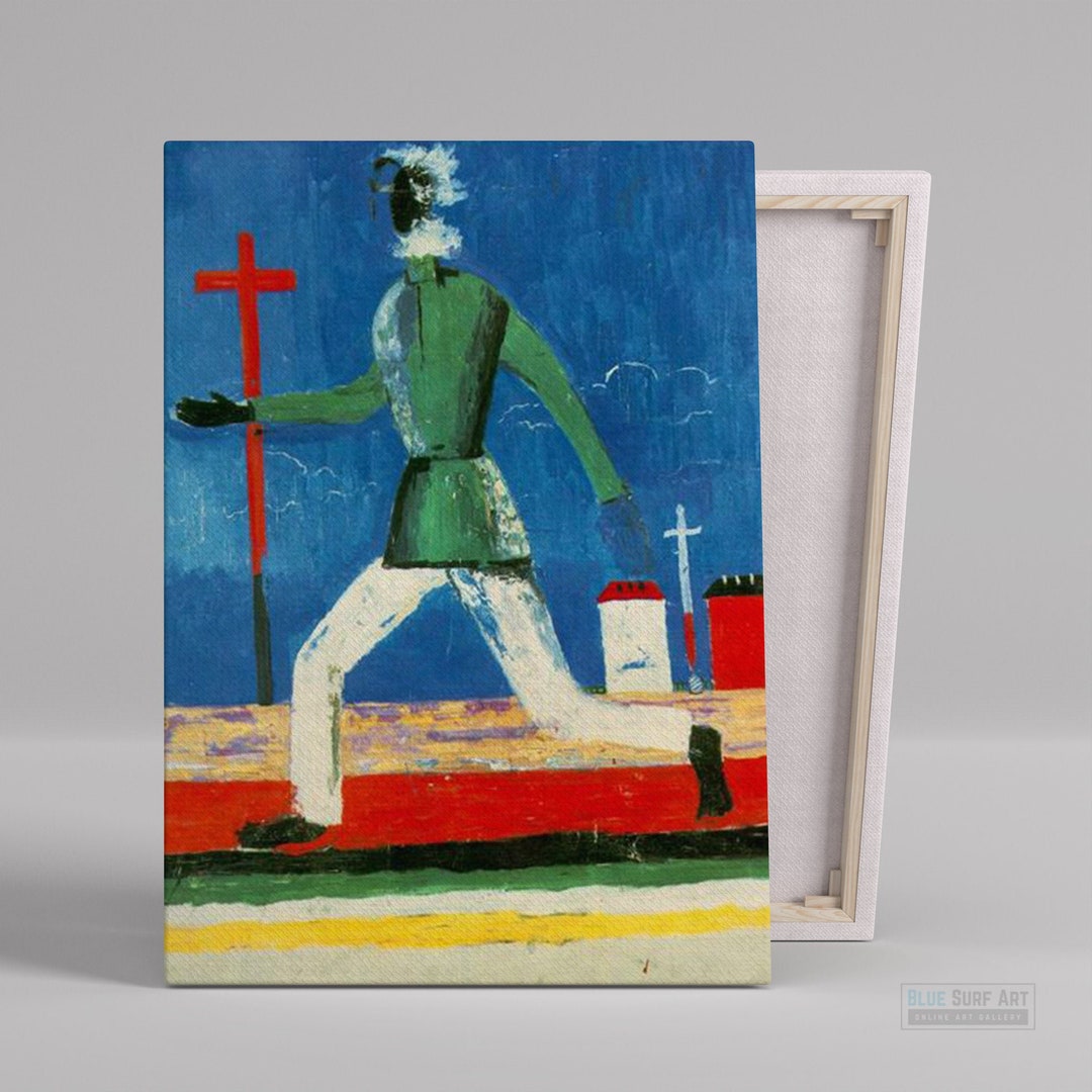 Hand Painted "the Running Man" Oil Canvas: Malevich Reproduction - Etsy