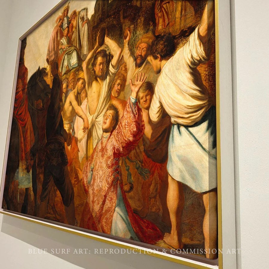 The Stoning of St. Stephen Painting by Rembrandt Reproduction Oil on Canvas High Quality ...