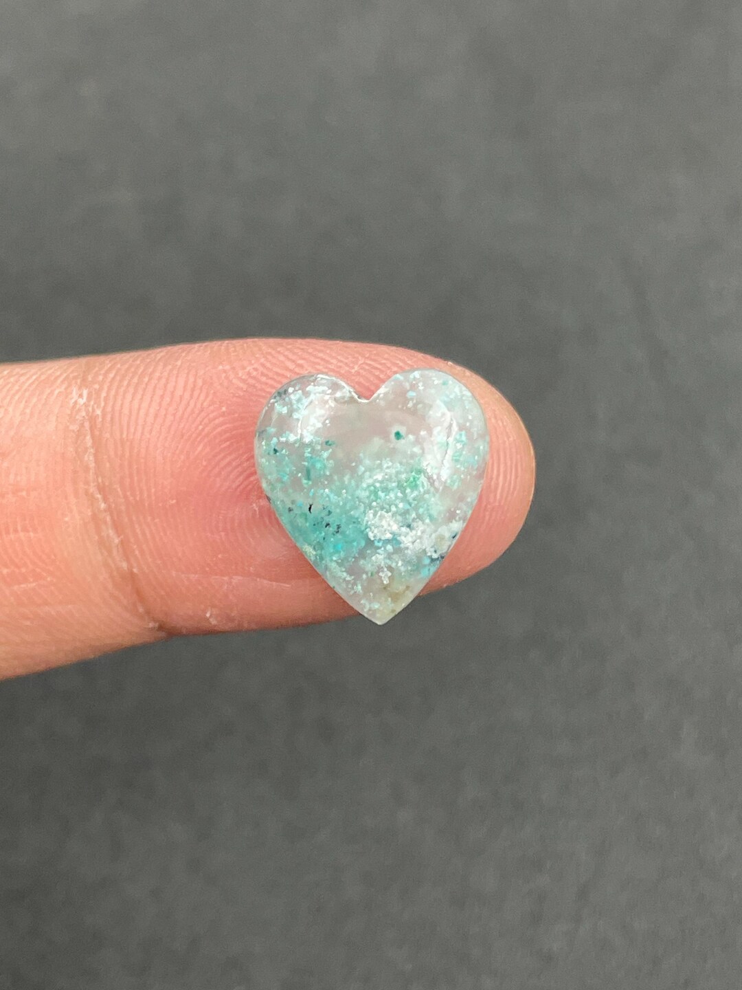 Heart Shaped Aquadite Gemstone Confetti Chrysocolla Cabochon Healing ...