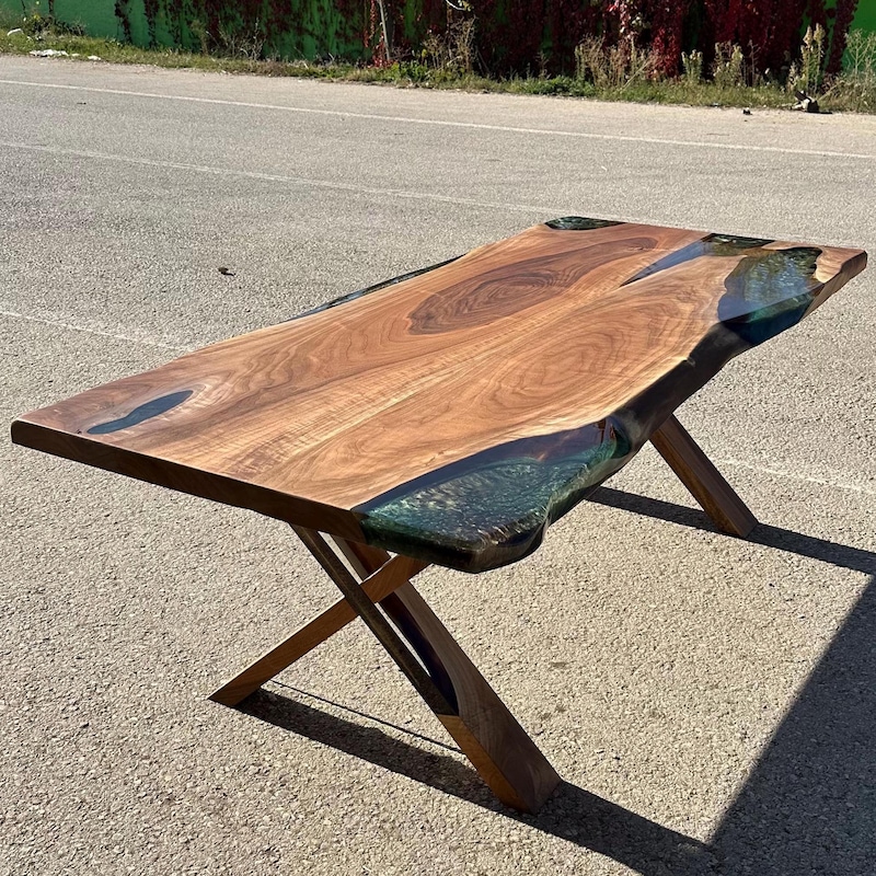 Walnut Epoxy Table - Etsy