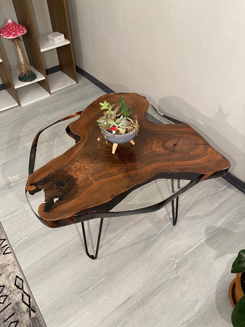 Side Table Walnut Side Table Resin End Table Walnut End Table Epoxy ...