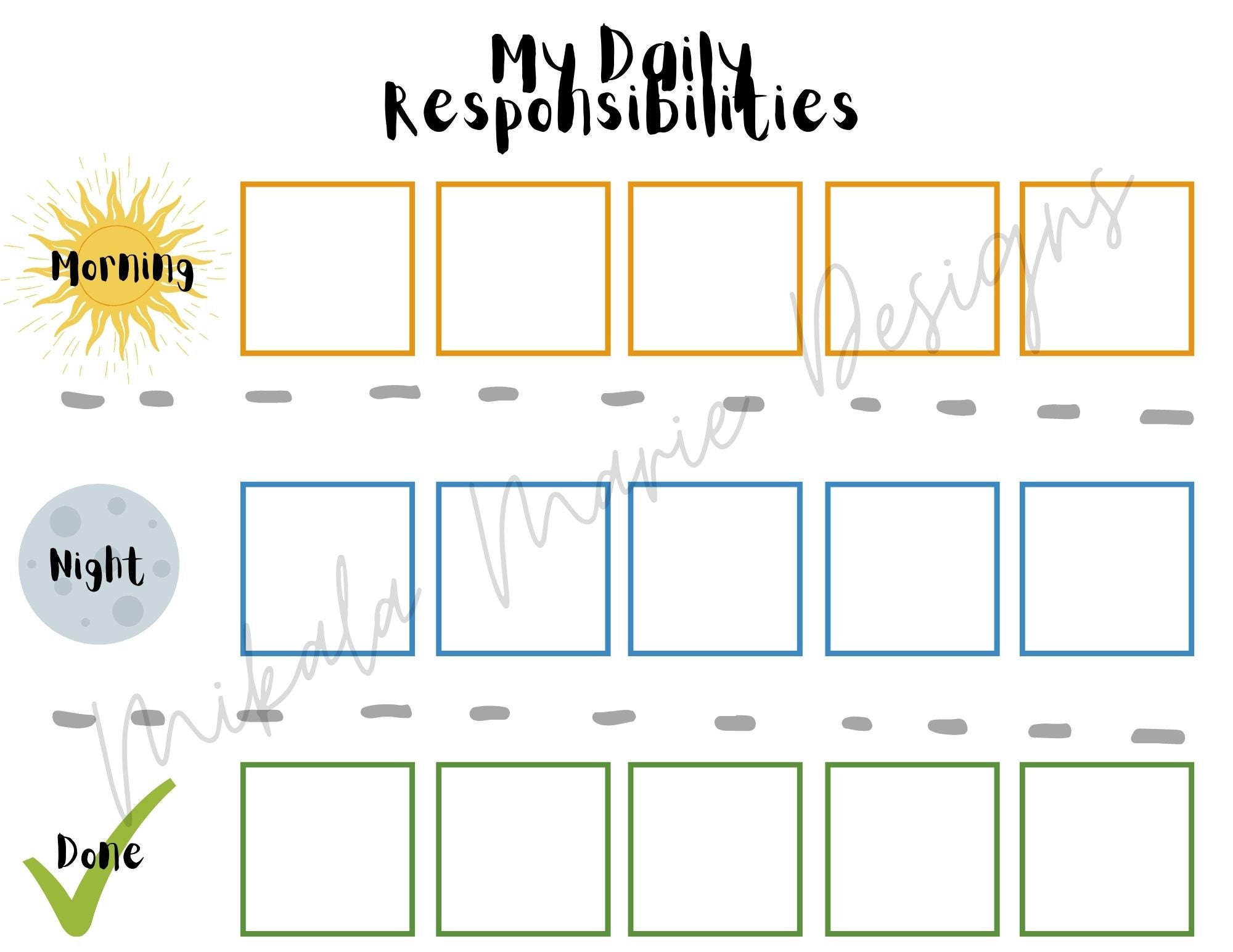 My Daily Responsibilities Chart Kids Chart Daily Tasks - Etsy España