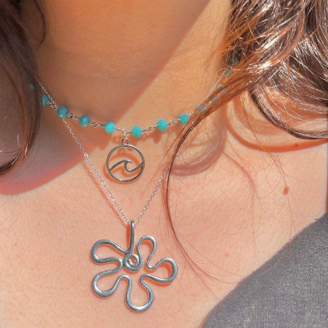 Large Hippie Flower Chain Necklace Hippie Necklace Flower Necklace ...