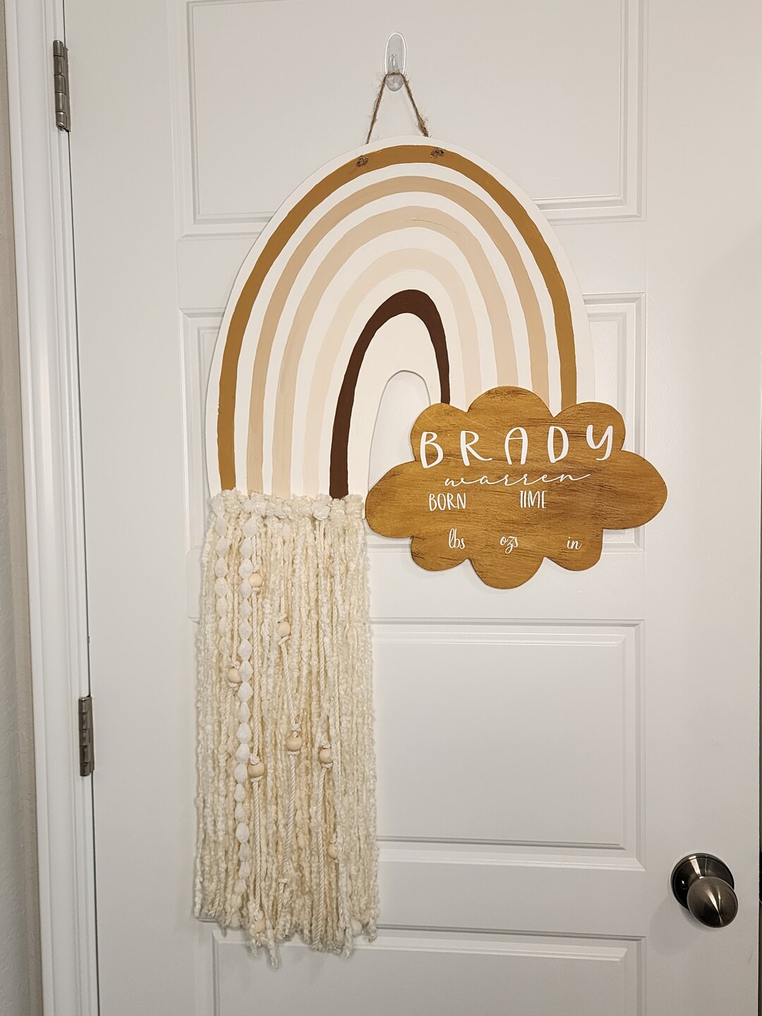 Boho Rainbow, Boho Door Hanger, Rainbow Baby Announcement, Personalized ...