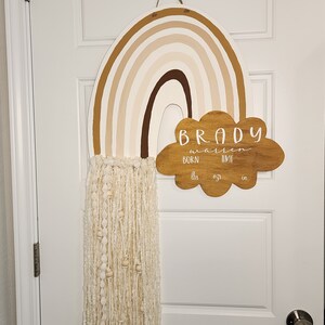 Boho Rainbow, Boho Door Hanger, Rainbow Baby Announcement, Personalized ...