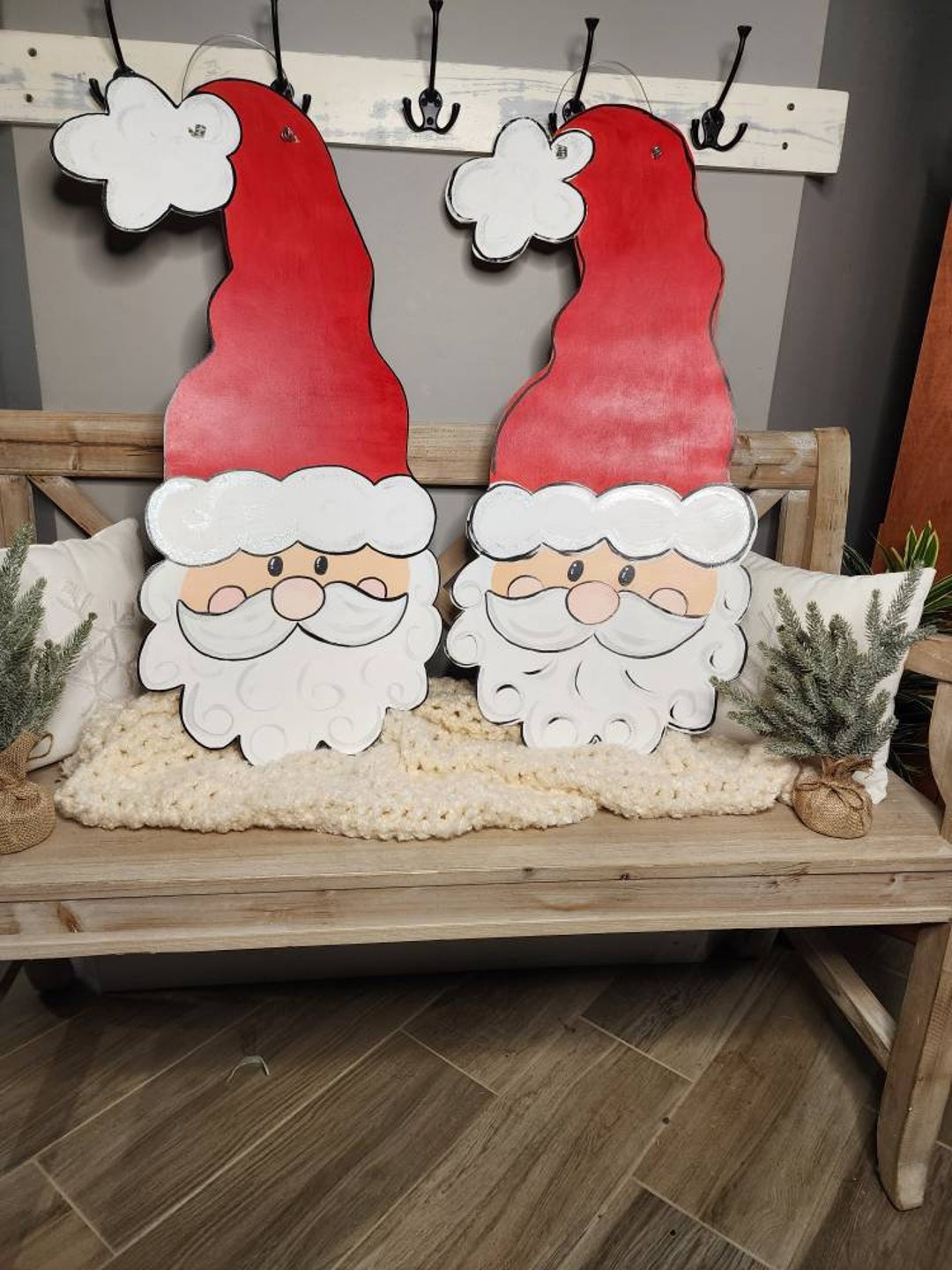 Tall Skinny Hat Santa Door Hanger-santa Head Door Hanger-santa Wreath ...