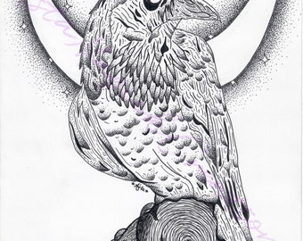Pen and Ink Crow - Etsy