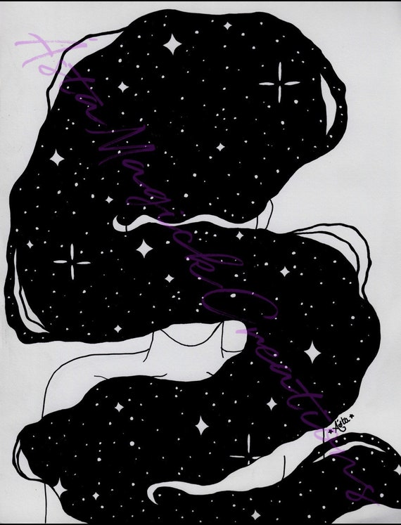 Watching the Universe Unfold Ink Drawing Print Art Print | Etsy