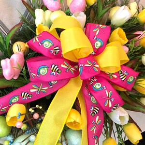 Wire Edge Ribbon, 1.5 ,hot Pink Bee and Bug,spring Summer Ribbon ...