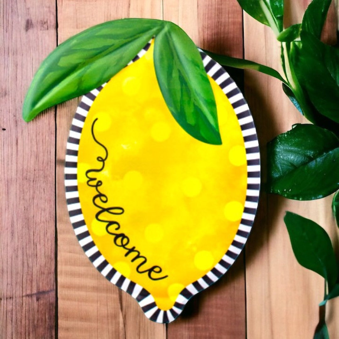 Lemon Wreath Attachment ,stunning Metal Embossed Lemon With Welcome ...