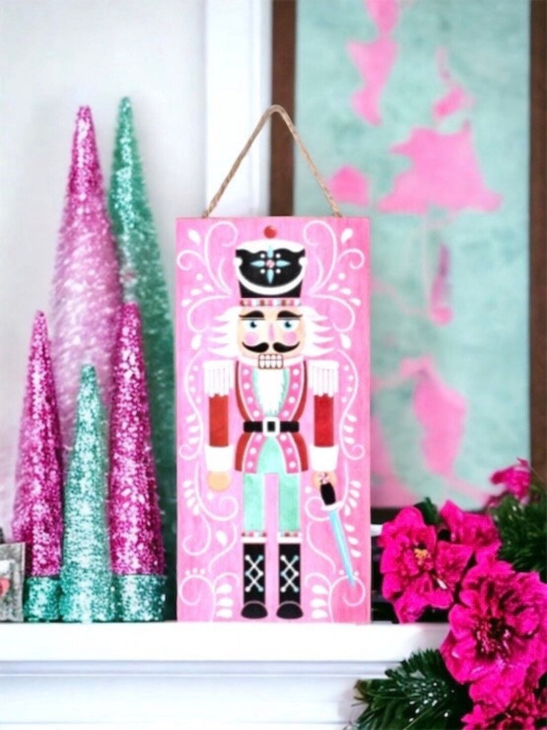 Nutcracker Sign , Pink Nutcracker Wreath Attachment , 12 L X 6 W ...
