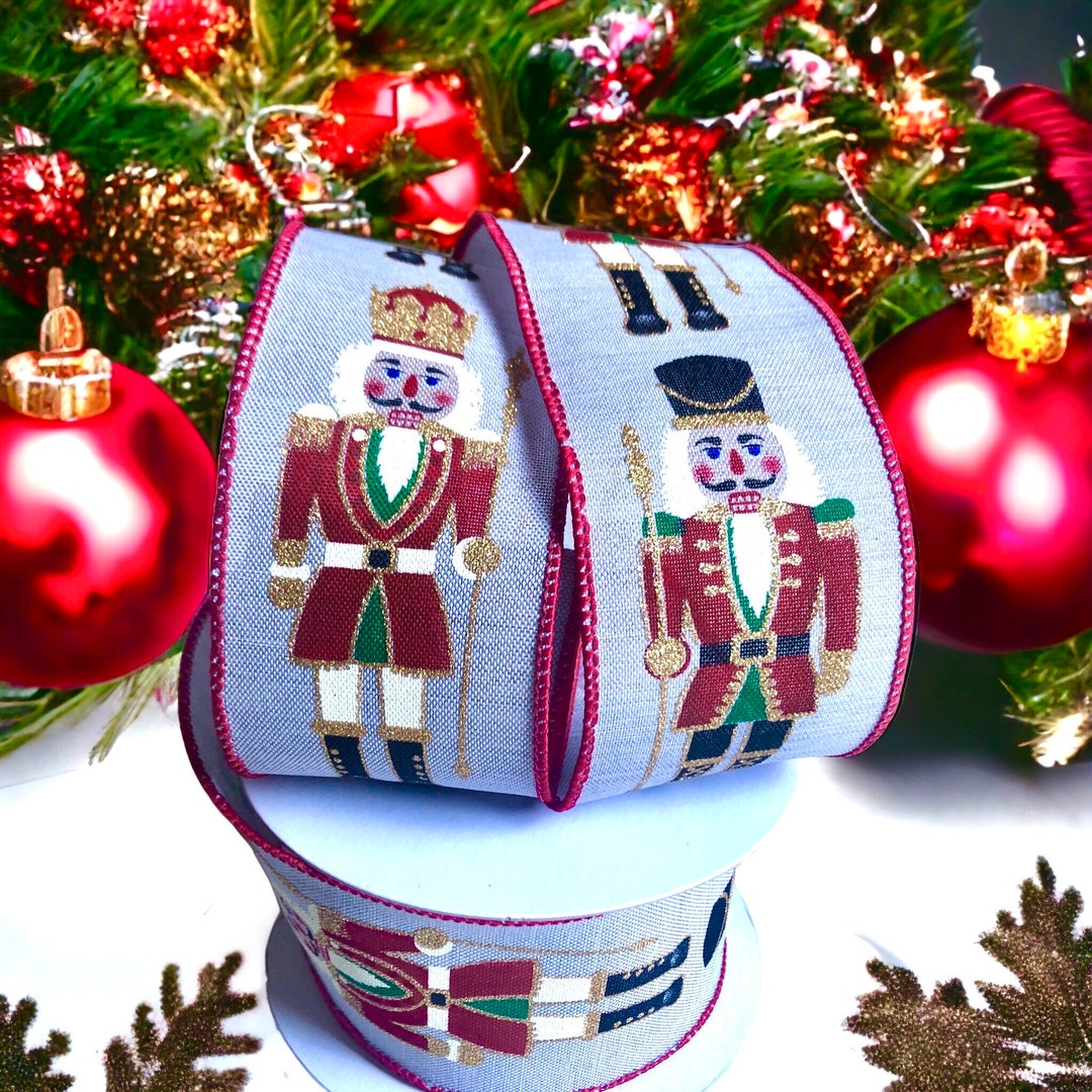 9 Meter Roll ,wire Edged Nutcracker Ribbon 2.5 , Stunning Nutcracker ...