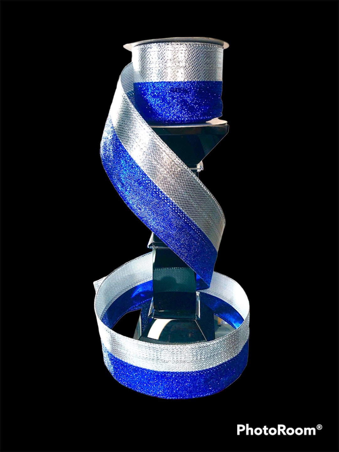 Wired Ribbon 2.5 , Stunning Royal Blue and Silver Metallic Shimmer ...