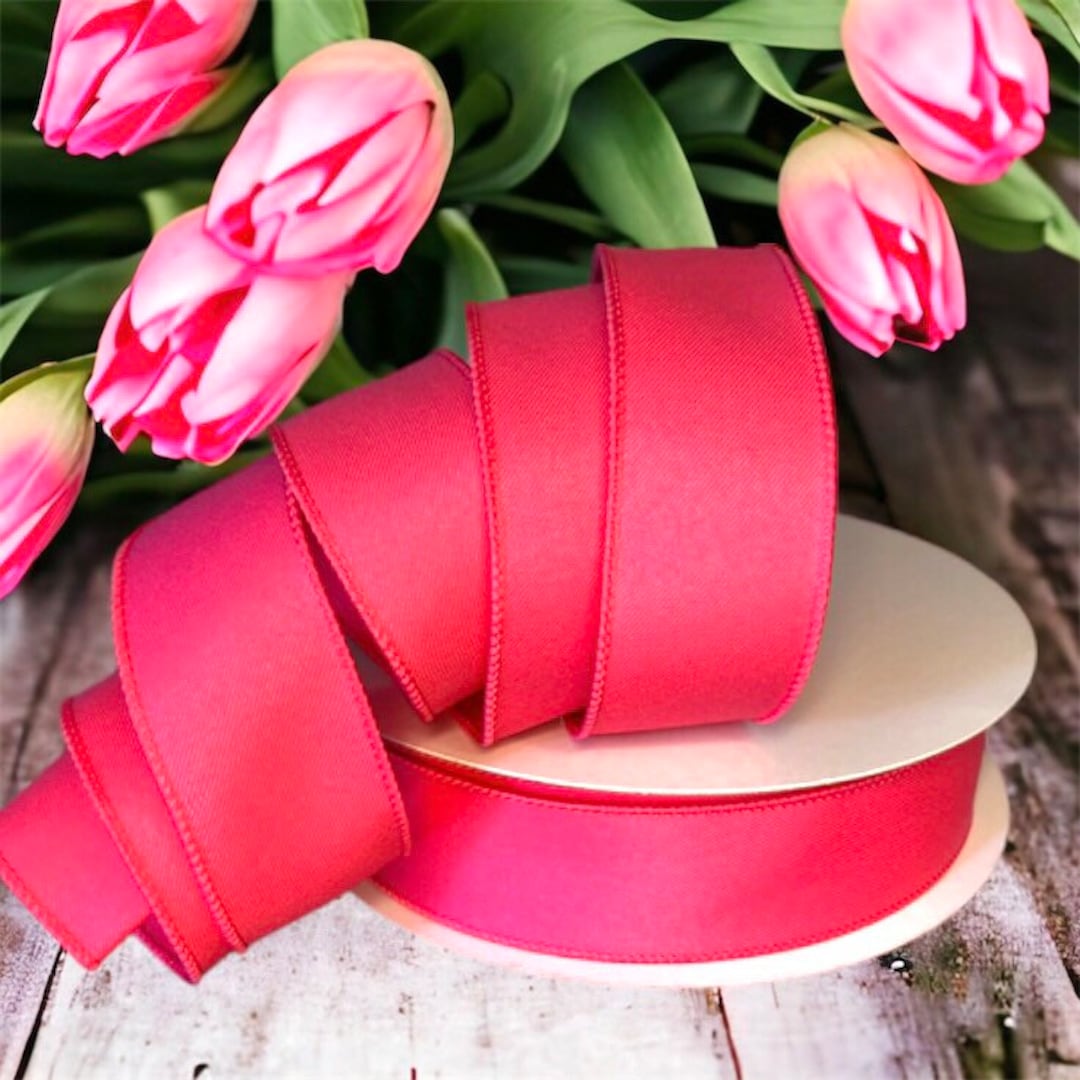 4 Meter Length , Wire Edge Ribbon , 1.5 Hot Pink Solid Ribbon Perfect ...