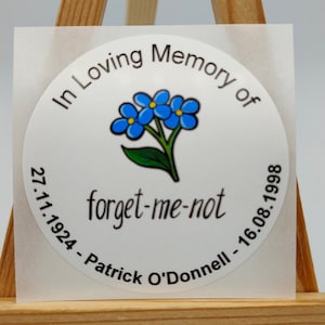 Forget Me Not, in Loving Memory Of, Funeral Stickers, Memorial Stickers ...