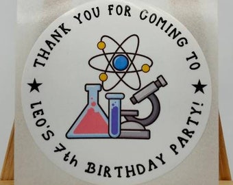 Mad Scientist Party Birthday Labels Stickers, Gift Bag Stickers ...