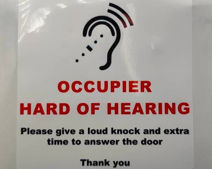 Occupier Hard of Hearing, Knock Loud, Warning Sign Labels, Gate Door ...