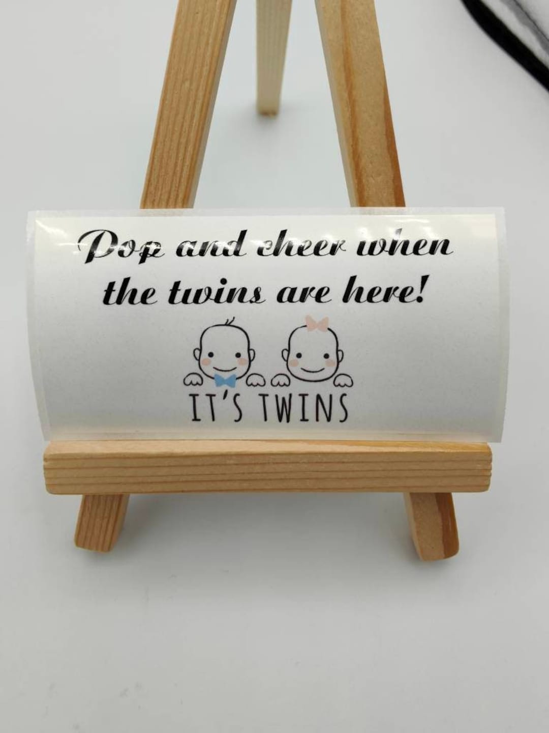Baby Arrival Twins, Sticker Labels, Favors, Mini Champagne/prosecco ...