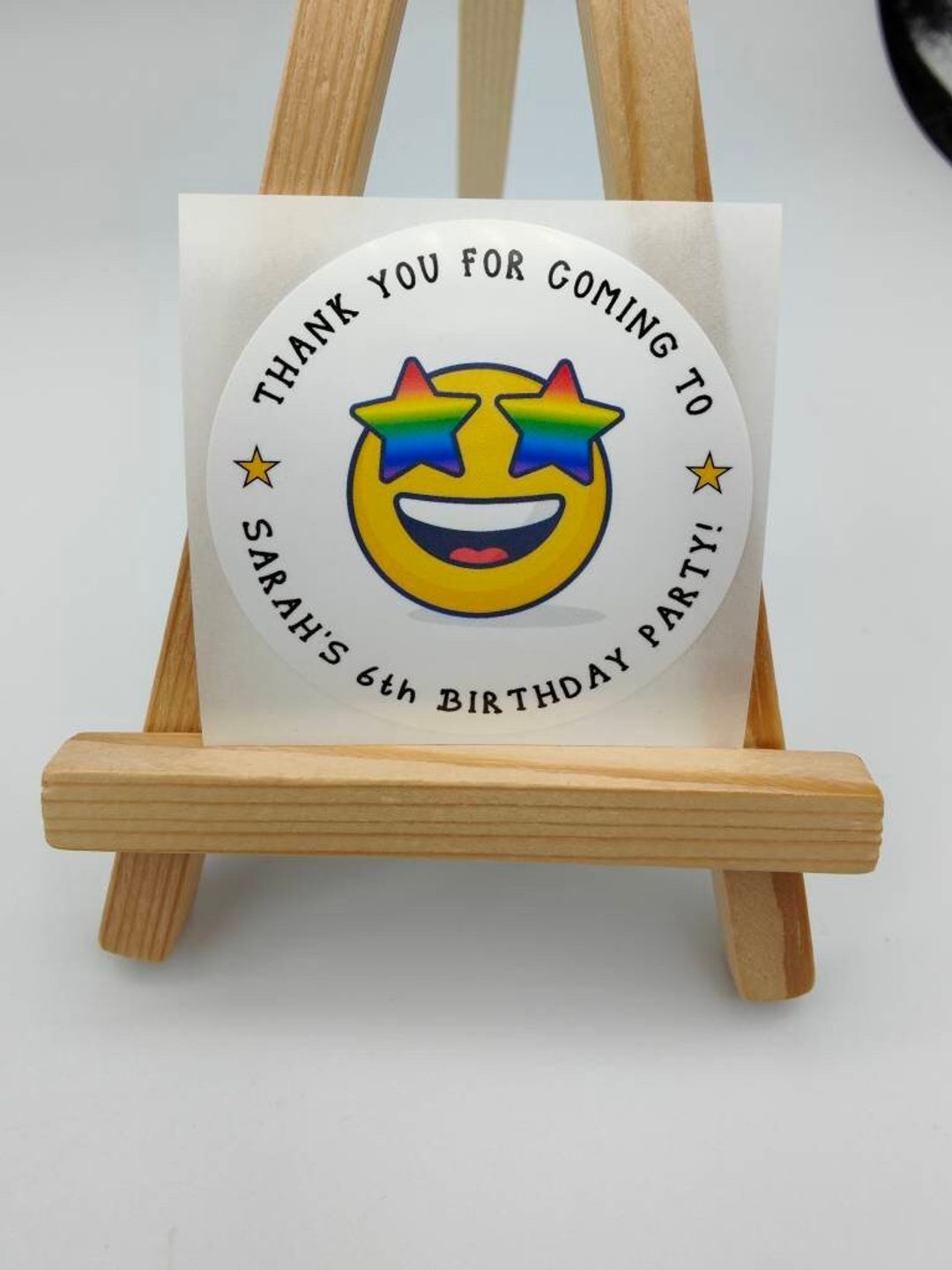 Emoji Star Eyes Party Birthday Labels Stickers, Gift Bag, Celebration ...