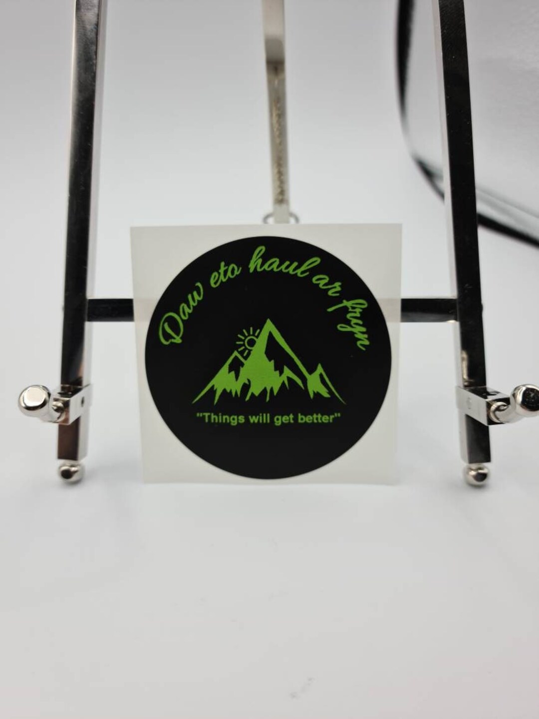 4 Sizes Black Round Poly Custom Foiled Gold, Welsh Motivational Sticker ...