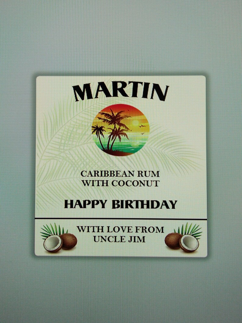 Malibu Style White Personalised Custom Bottle Label Birthday - Etsy